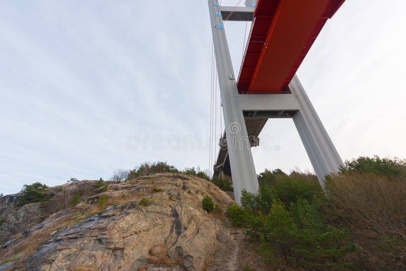 Underside of a Tall Suspension Bridge.. Stock Image - Image of urban ...