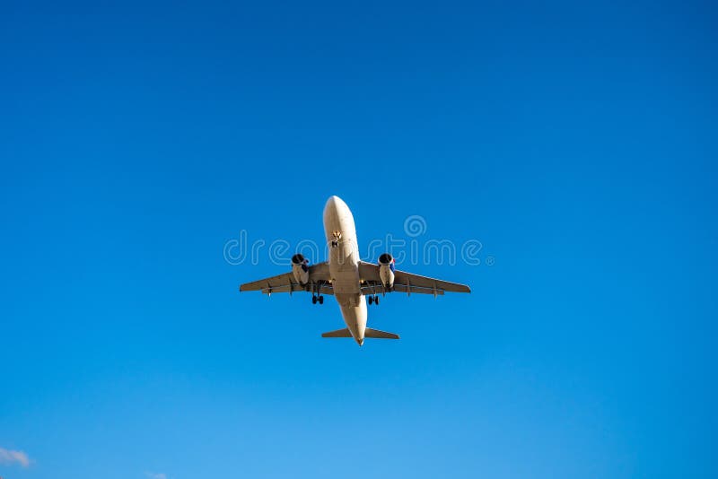 Underside View of an Airplane Flying through the Sky, Showcasing ...