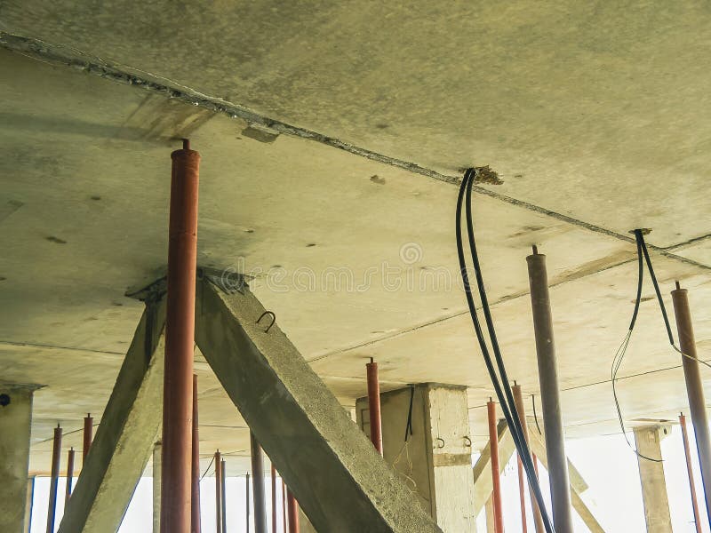 Underneath View of a Concrete Ceiling Supported with Metal Props during ...