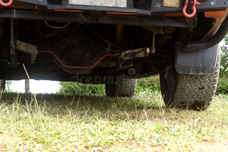 Underside View of an Off-road Vehicle Suspension System Stock Image ...