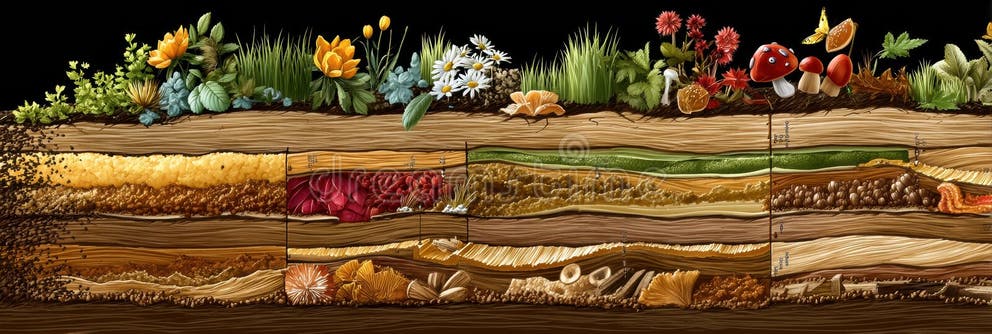Understanding Decomposition Layers in a Compost Bin Illustrated in an ...