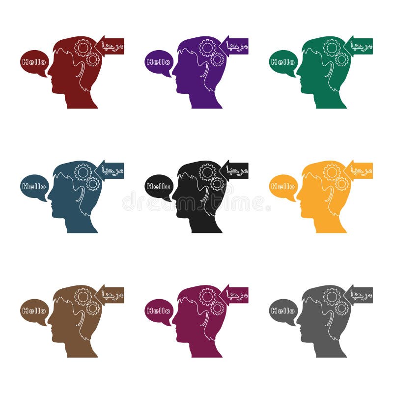 Understanding of Foreign Language Icon in Black Style Isolated on White ...