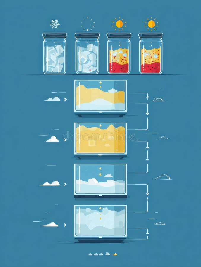 Understanding the Freezing Process Step-by-Step in a Flat Design Format ...