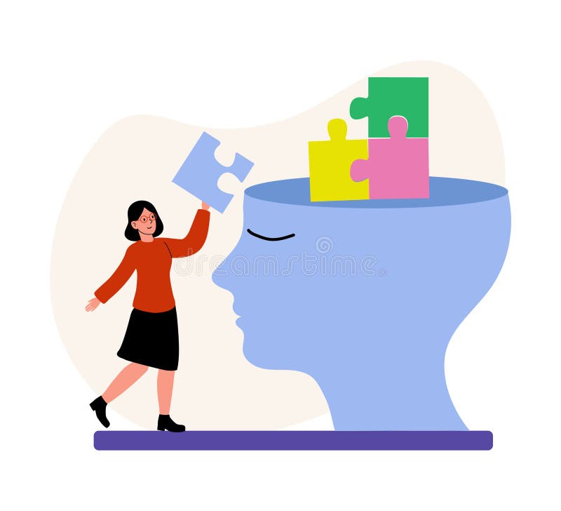 Understanding the Mind through Puzzle Pieces in a Creative Illustration ...