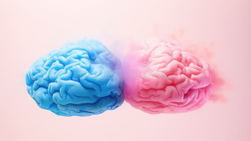 Understanding Pink Brain Blue Brain Stock Illustration - Illustration ...
