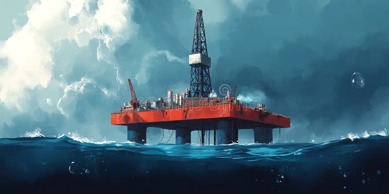 Understanding Semi-Submersible Oil Platforms: Detailed Illustration of ...