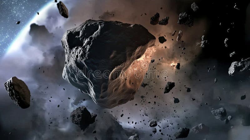 Understanding the Threats of Comets and Asteroids in Deep Space Stock Illustration ...