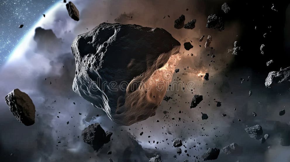 Understanding the Threats of Comets and Asteroids in Deep Space Stock Illustration ...