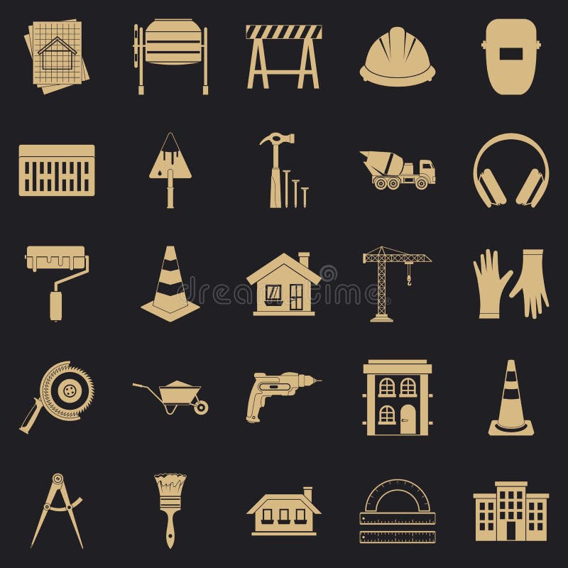 Undertaking Icons Set, Cartoon Style Stock Vector - Illustration of ...