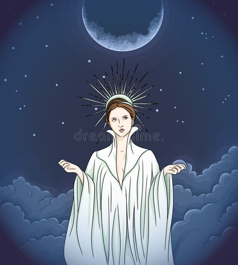 Night queen under the moon stock vector. Illustration of vector - 203951709