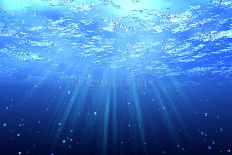 Transparent Underwater Background. Realistic Blue Sea Water Surface, 3D ...
