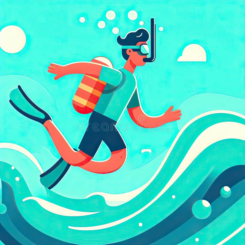 Underwater Adventure in Tropical Seas Stock Illustration - Illustration ...