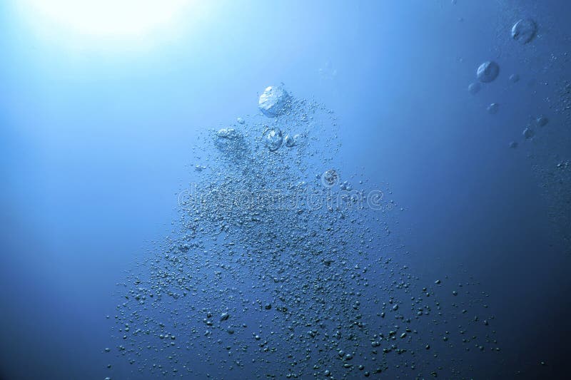Underwater Air Bubbles Deep Ocean Stock Photo - Image of serene, light ...