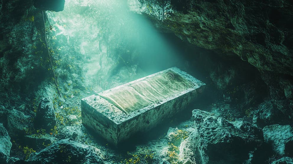 Underwater Ancient Chest in Cave Stock Illustration - Illustration of ...