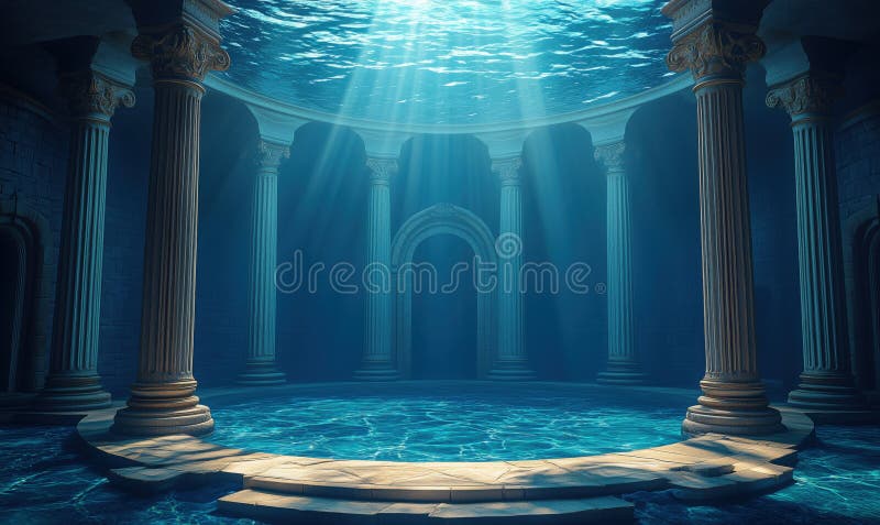 Underwater Columns in a Serene Coral Garden, Great for Historical and ...