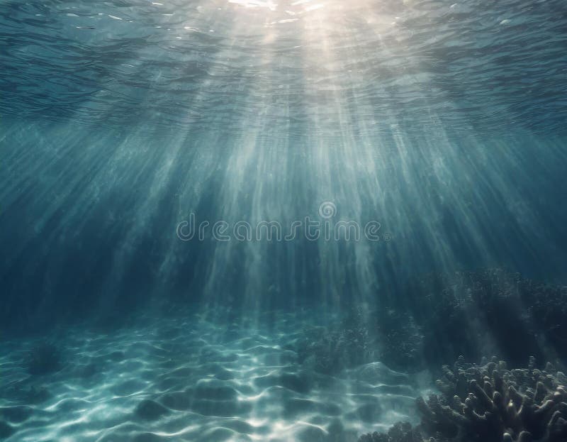 Underwater Background with Light Rays Shining the Deep Water Stock ...