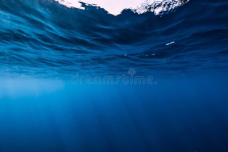 Underwater Background with Waves and Sun Rays. Transparent Underwater ...