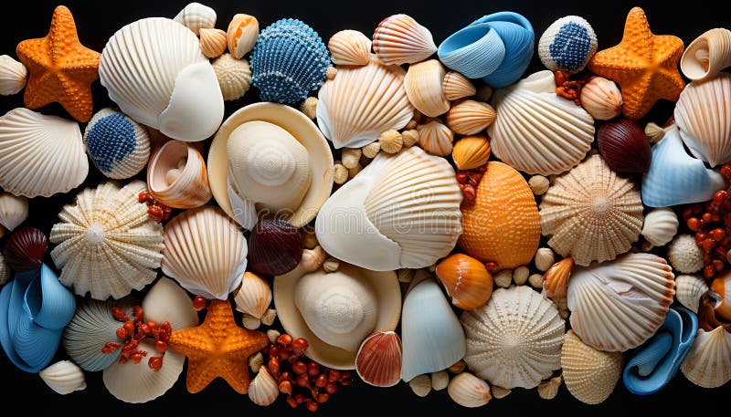 Underwater Beauty Collection of Colorful Seashells Decorates Sandy ...