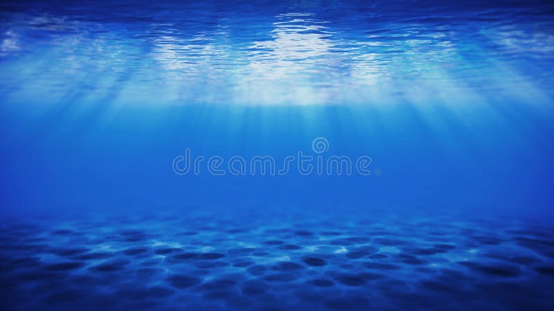 Underwater Blue Ocean with Caustic and Light Rays - Sea Bottom ...