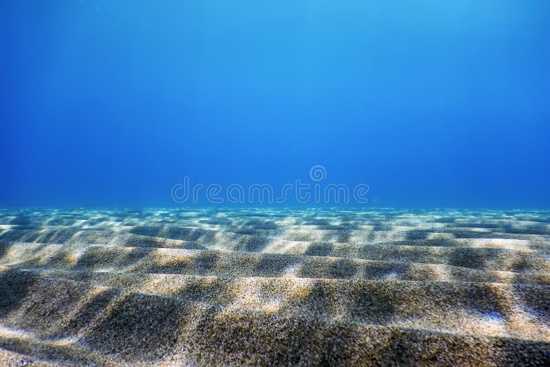 Underwater Blue Ocean, Sandy Sea Bottom Underwater Background Stock ...