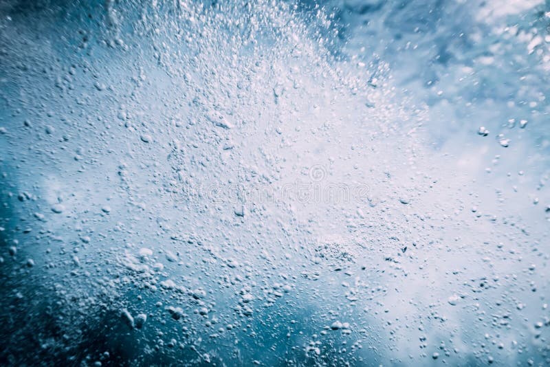 Underwater Blue Texture in Ocean. Bubbles in Tropical Sea Stock Photo ...