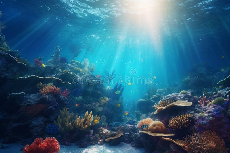 Underwater Blue Tropical Marine. Generate Ai Stock Illustration ...