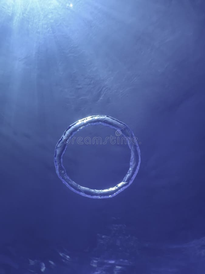 Underwater Bubble Ring Ascends Towards Sun Stock Image - Image of ...