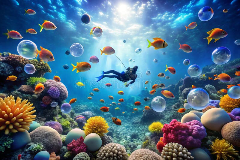 Underwater Bubble View an Underwater Scene Stock Illustration ...