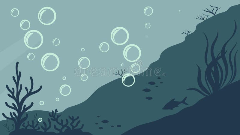 Underwater Bubbles Scene, Ocean Depths and Marine. Vector Design ...