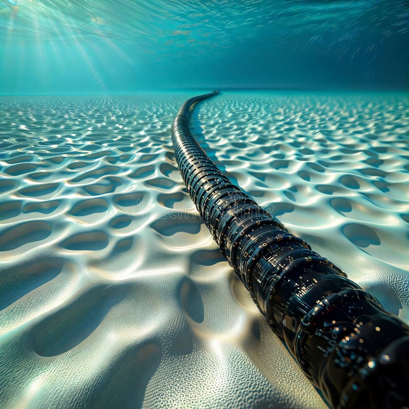 Underwater Cable Snaking Across Sandy Seabed, Generative Ai Stock ...