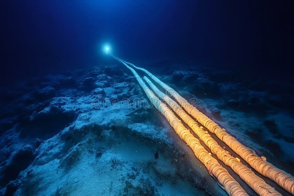 Underwater Cables Transferring Data Across the Ocean Floor Stock Image ...