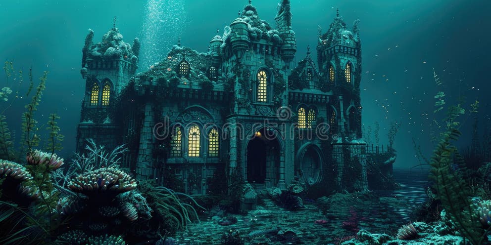 Underwater Castle stock photo. Image of wreck, aquatic - 375190374