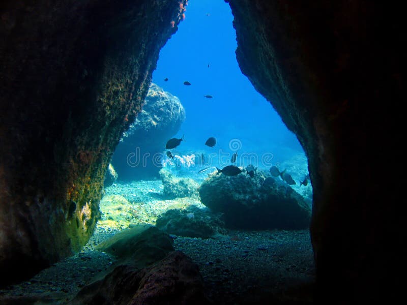 Underwater cave stock photo. Image of snorkeling, water - 21036788