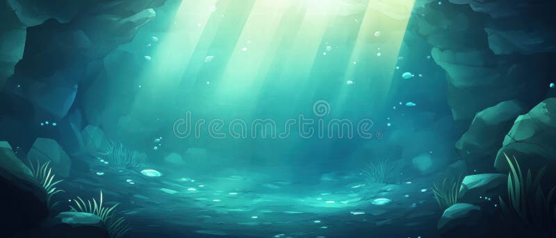 Underwater Cave with Glowing Algae Creating an Enchanting Atmosphere ...