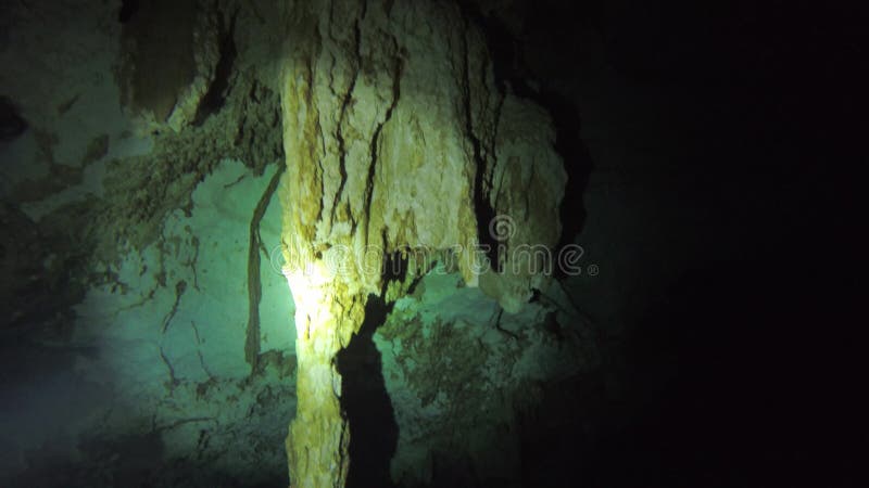 Underwater Cenote with Stalactites. Cave Limestone Formation Under the ...