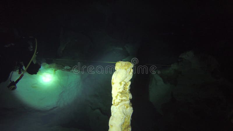 Underwater Cenote with Stalactites. Cave Limestone Formation Under the ...