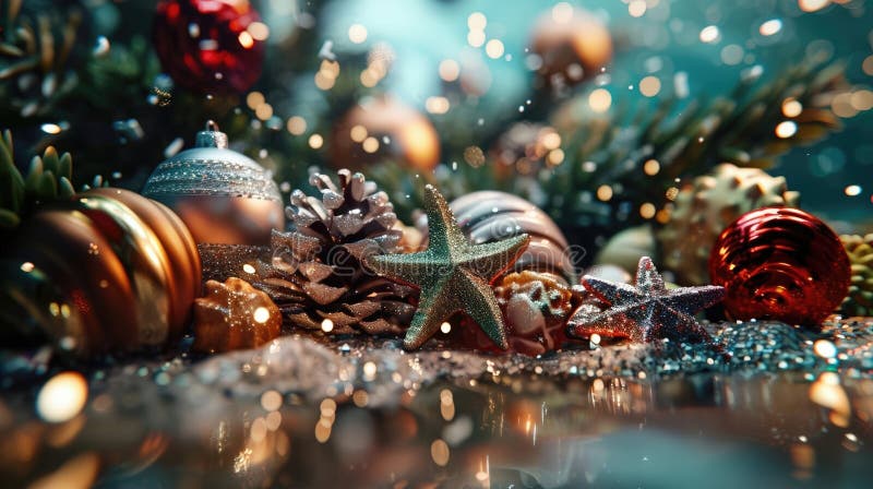 Underwater Christmas Scene with Sea Creatures Stock Illustration ...