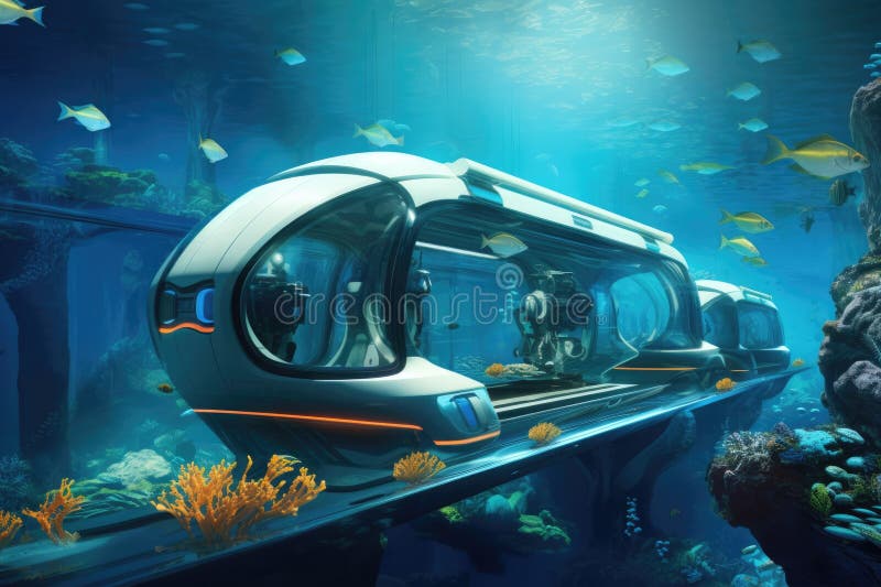 Underwater City Transportation System with Autonomous Vehicles Stock ...