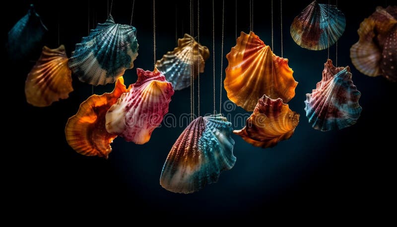 Underwater Collection of Multi Colored Seashells and Fish Generated by ...