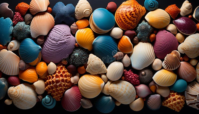 Underwater Collection of Multi Colored Seashells in Nature Generated by ...