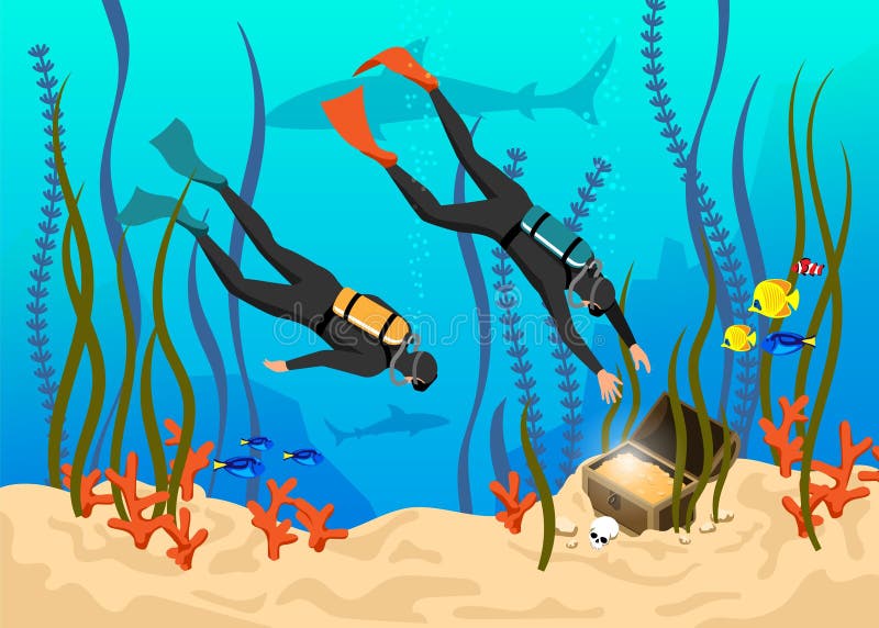 Two Scuba Divers Diving Stock Illustrations – 59 Two Scuba Divers ...