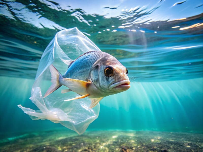 Fish Got Tangled in a Plastic Bag Underwater Concept of Global Problem ...