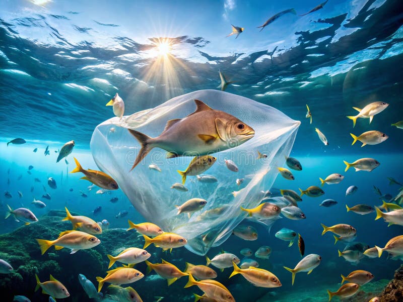 Fish Got Tangled in a Plastic Bag Underwater Concept of Global Problem ...