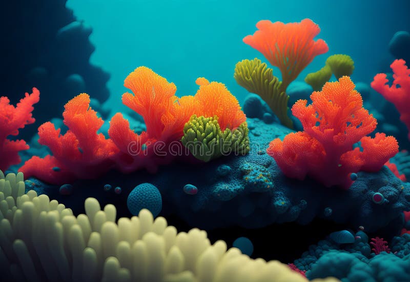 Underwater Coral Abstract Wallpaper in 3D Illustration. Stock ...