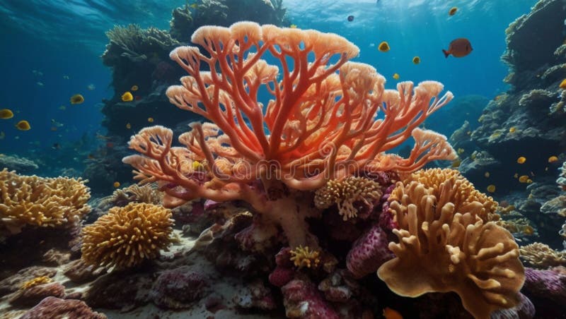 Underwater Coral Formations, with Vibrant Marine Life Stock Image ...
