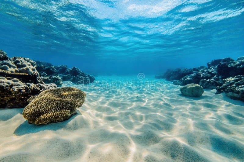 Underwater Coral Reef and Sandy Ocean Floor Stock Illustration ...