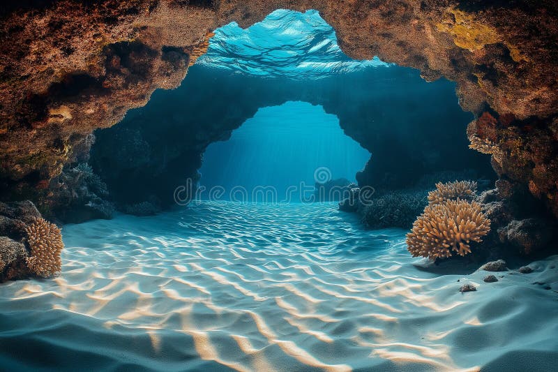 Underwater Coral Reef with Sandy Passage Stock Illustration ...