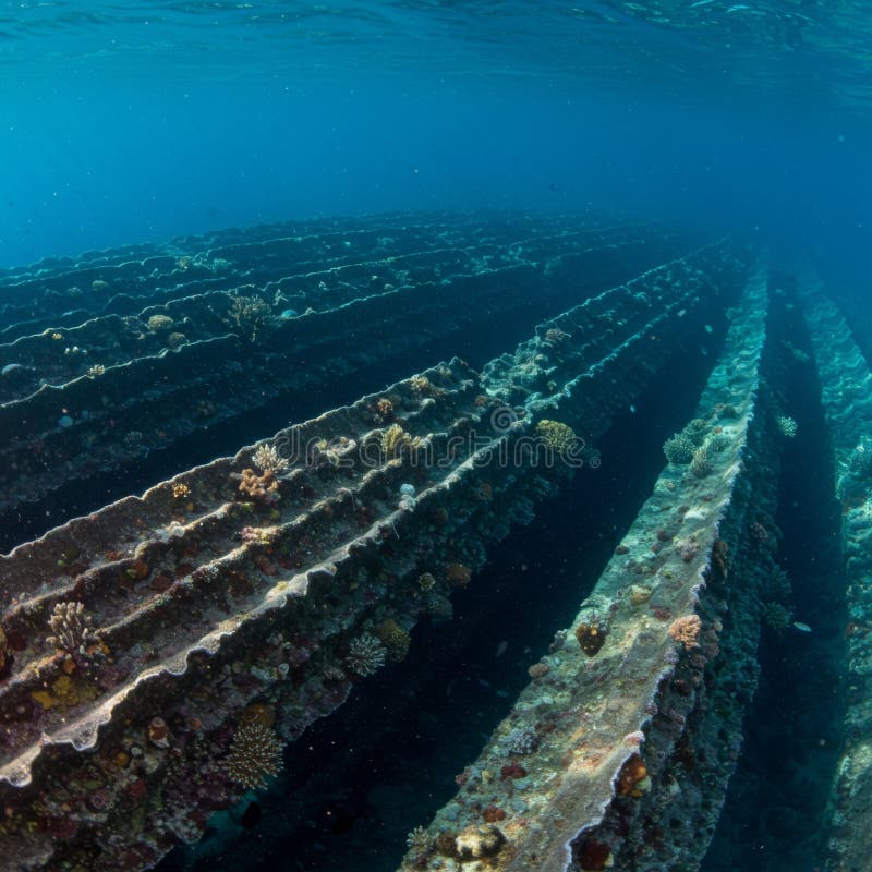Underwater Coral Reef Structure in Blue Ocean Stock Illustration ...