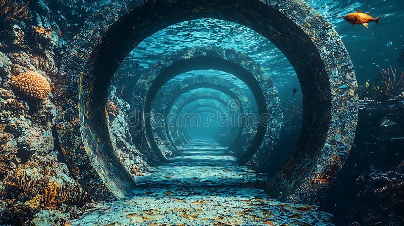 Underwater Corridor with Coral Reefs and Fish, Creating Serene ...