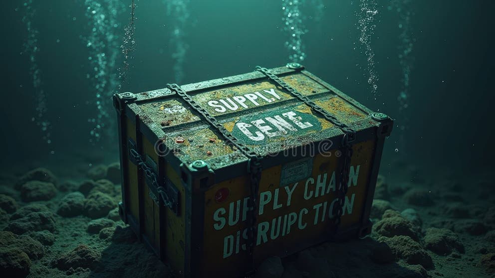 Underwater Crate Highlighting Supply Chain Issues and Oceanic ...